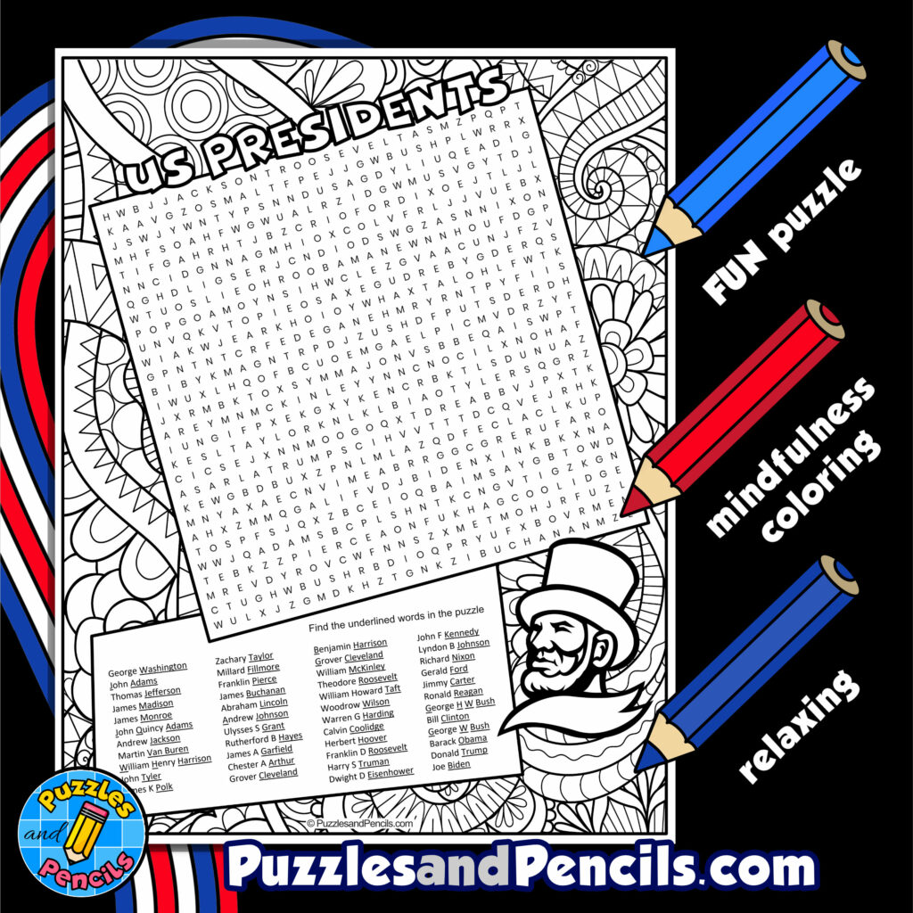US Presidents Word Search Puzzle Activity | US Presidents Wordsearch ...