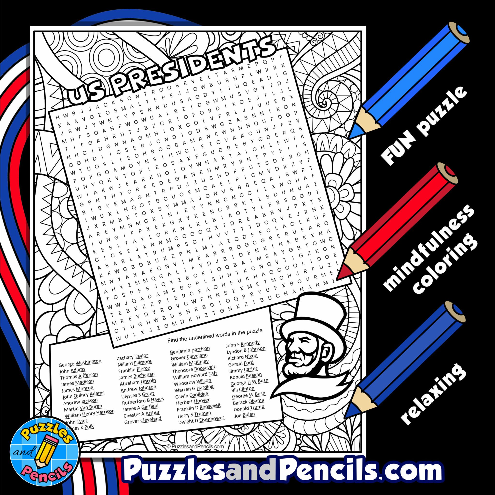 US Presidents Word Search Puzzle Activity | US Presidents Wordsearch ...