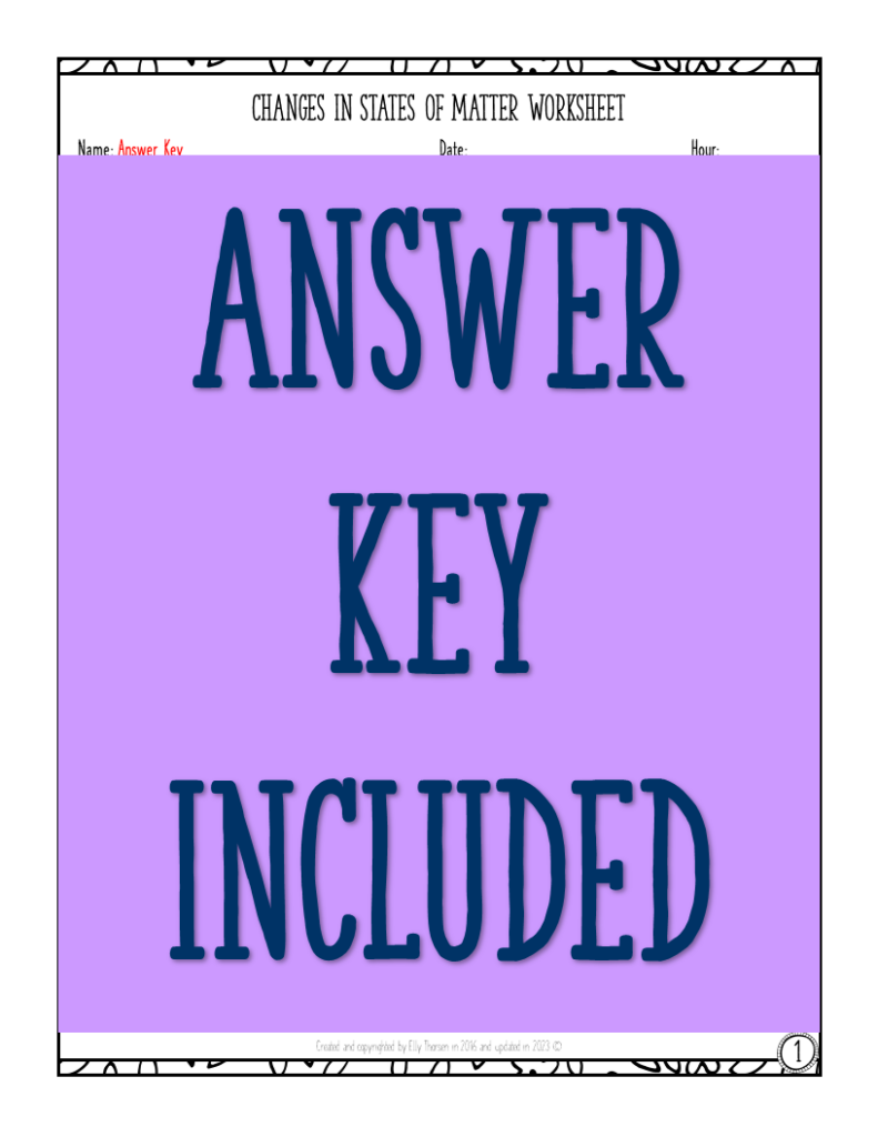 Changes in States of Matter Worksheet (Phase Changes) | Made By Teachers