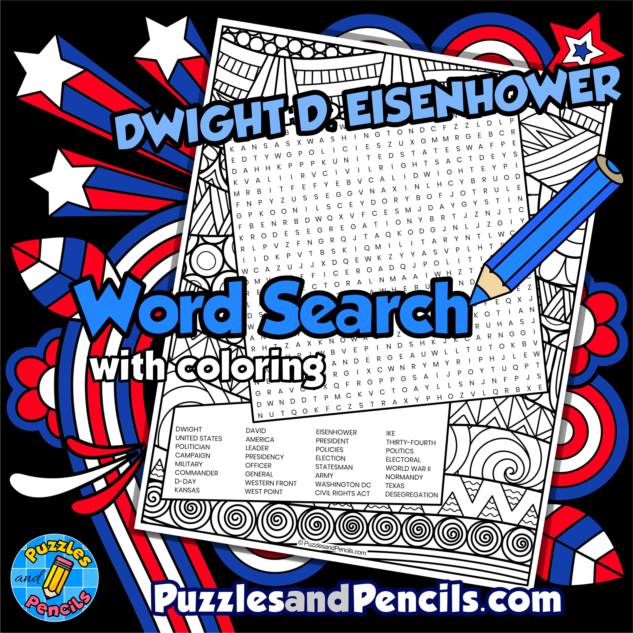 Dwight D. Eisenhower Word Search Puzzle Activity | US Presidents ...