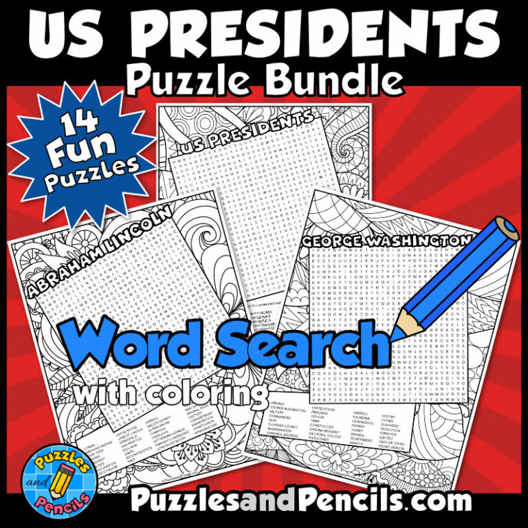 US Presidents Word Search Puzzle Activity Page BUNDLE | 14 Presidents ...