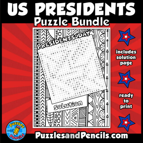US Presidents Word Search Puzzle Activity Page BUNDLE | 14 Presidents ...