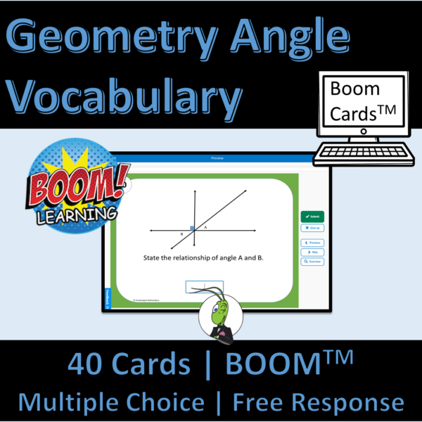Geometry Angle Relationships Vocabulary BOOM Task Cards | Made By Teachers