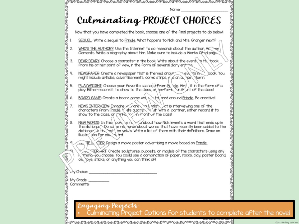 Frindle Novel Study Unit | Comprehension and Vocabulary with Activities ...