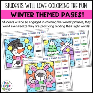 Winter Color By Sight Word Coloring Pages - Editable Sight Word ...