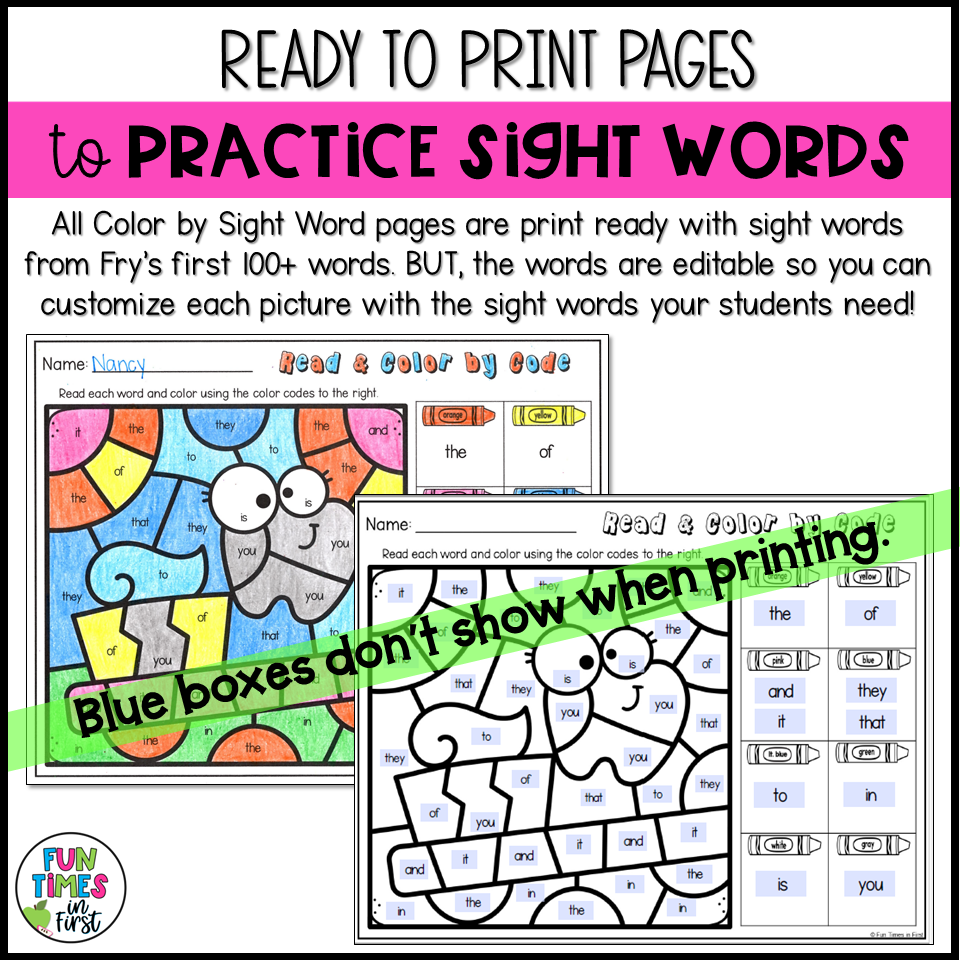 Dental Health Color By Sight Word Coloring Pages - Editable Sight Word ...