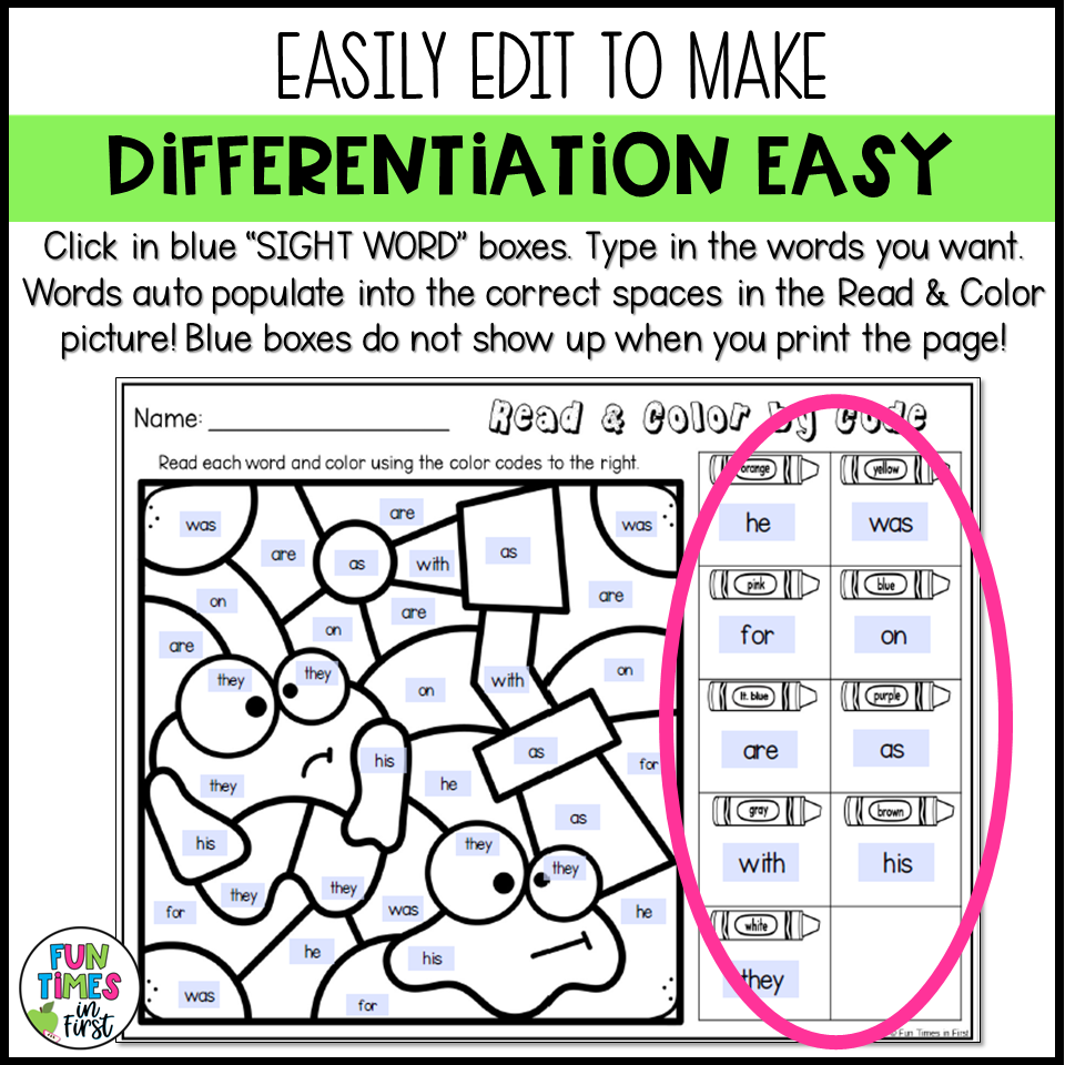 Dental Health Color By Sight Word Coloring Pages - Editable Sight Word ...