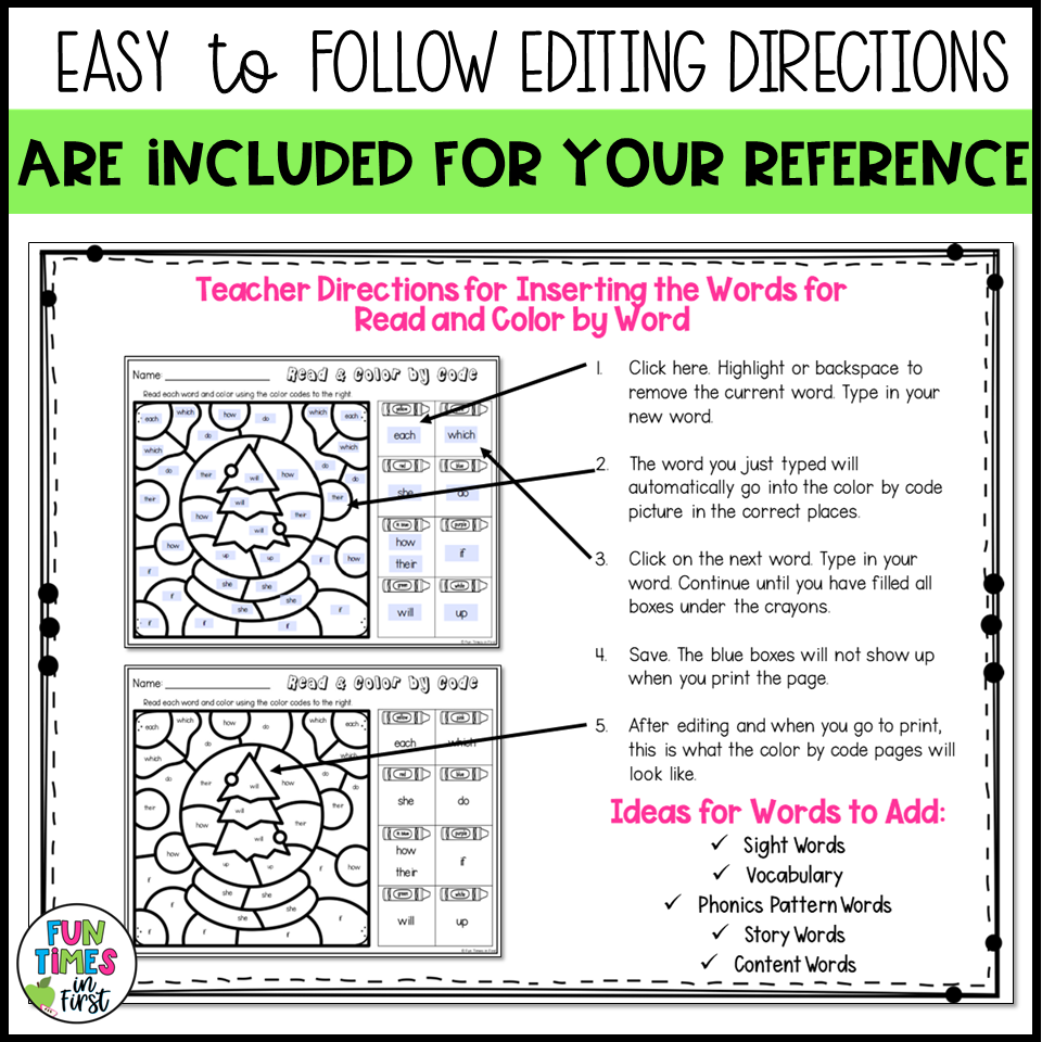 Dental Health Color By Sight Word Coloring Pages - Editable Sight Word ...