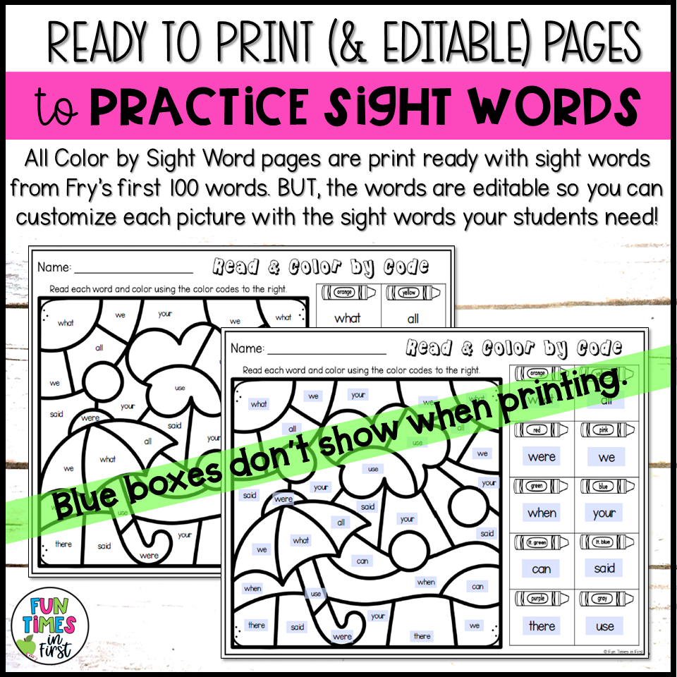 Groundhog Day Color By Sight Word Coloring Pages - Editable Sight Word ...