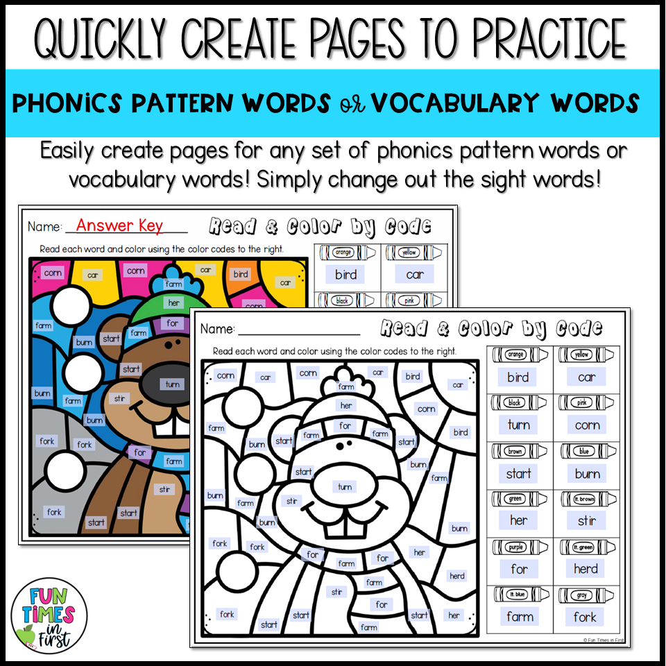 Groundhog Day Color By Sight Word Coloring Pages - Editable Sight Word ...