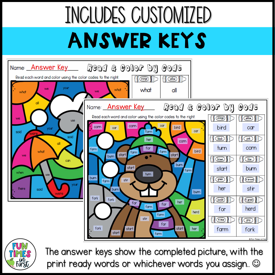 Groundhog Day Color By Sight Word Coloring Pages - Editable Sight Word ...
