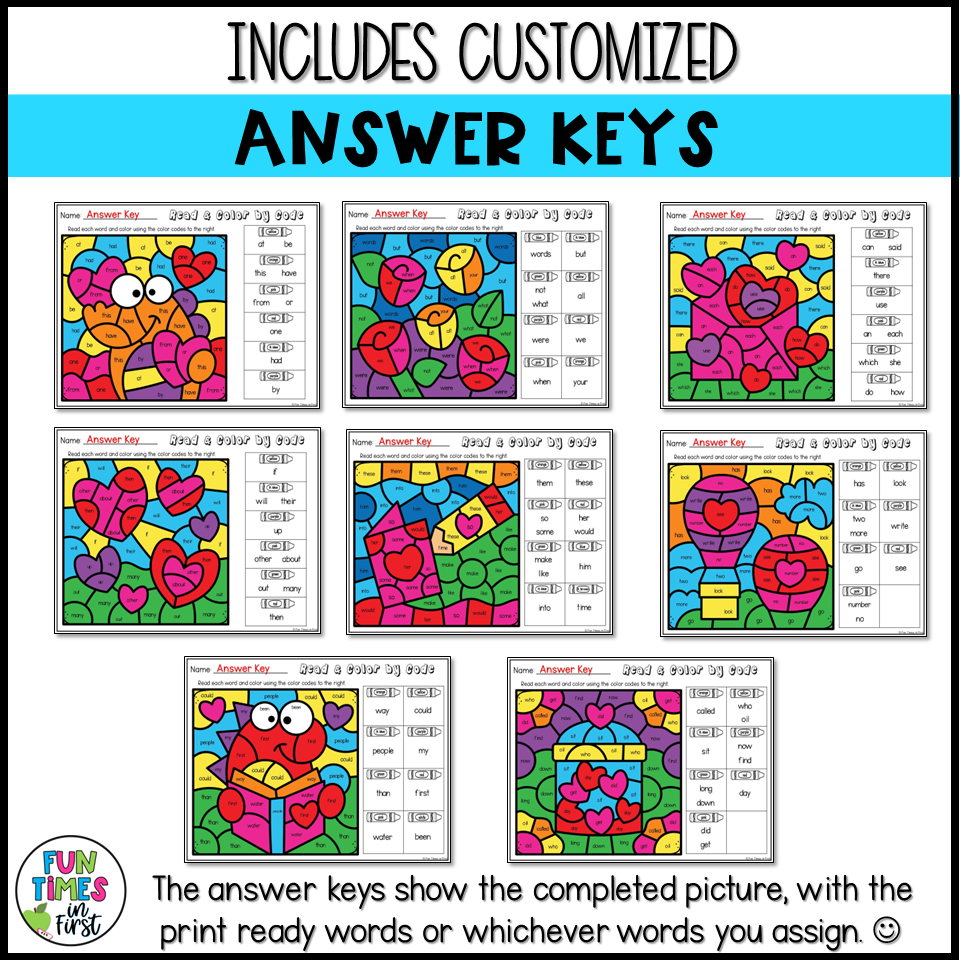 Valentine's Day Color By Sight Word - Editable Sight Word Coloring ...