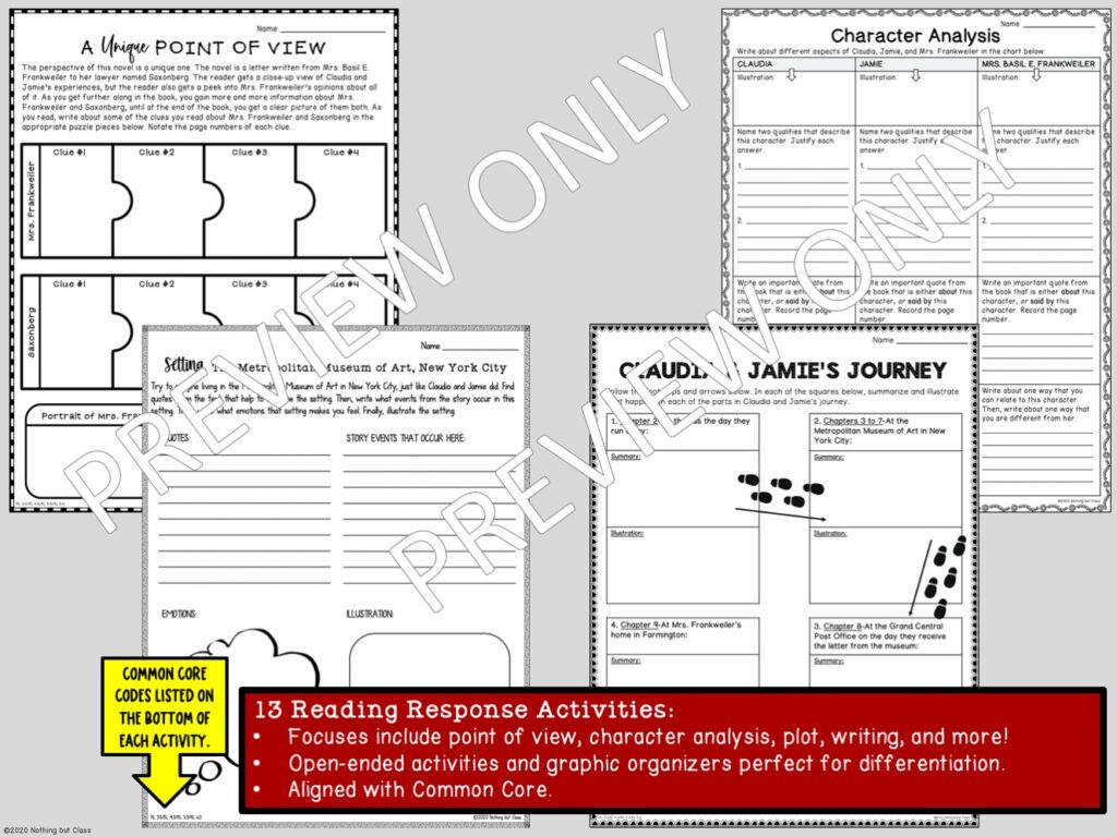 From the Mixed-up Files of Mrs. Basil E. Frankweiler Novel Study ...