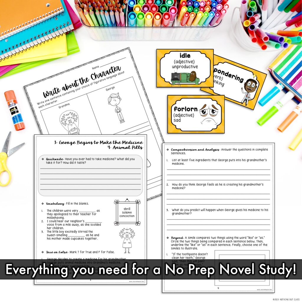 George's Marvelous Medicine Novel Study | Comprehension and Vocabulary ...