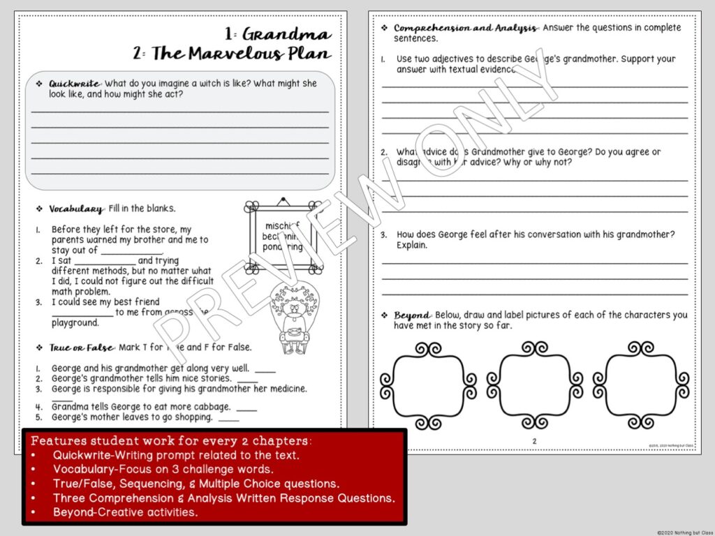 George's Marvelous Medicine Novel Study | Comprehension and Vocabulary ...