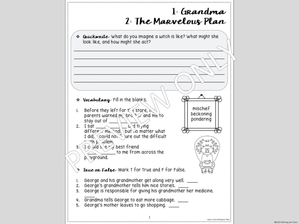 George's Marvelous Medicine Novel Study | Comprehension and Vocabulary ...