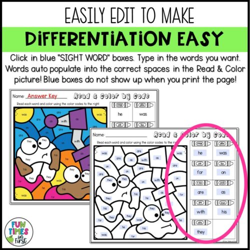 February Color by Sight Word Bundle - Editable Sight Word Coloring ...
