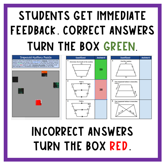 Trapezoid Properties Activity Digital Pixel Art Mystery Puzzle | Made ...