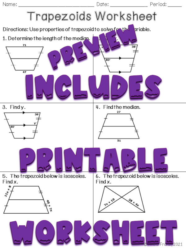 Trapezoid Properties Activity Digital Pixel Art Mystery Puzzle | Made ...