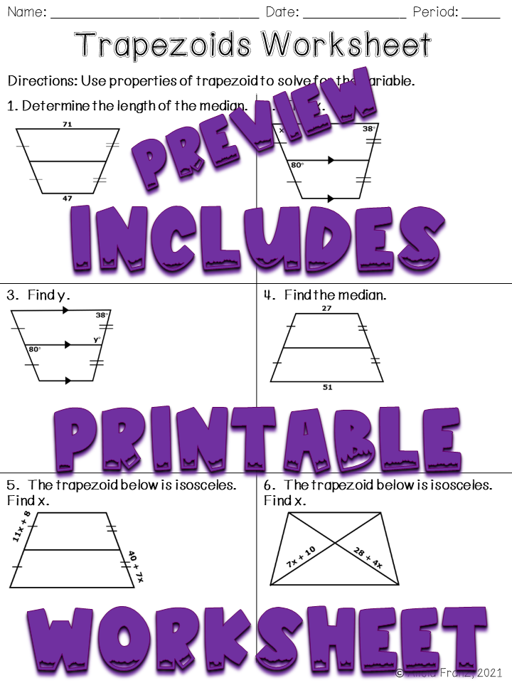 Trapezoid Properties Activity Digital Pixel Art Mystery Puzzle | Made ...