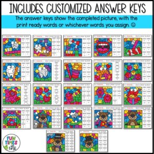 February Color by Sight Word Bundle - Editable Sight Word Coloring ...