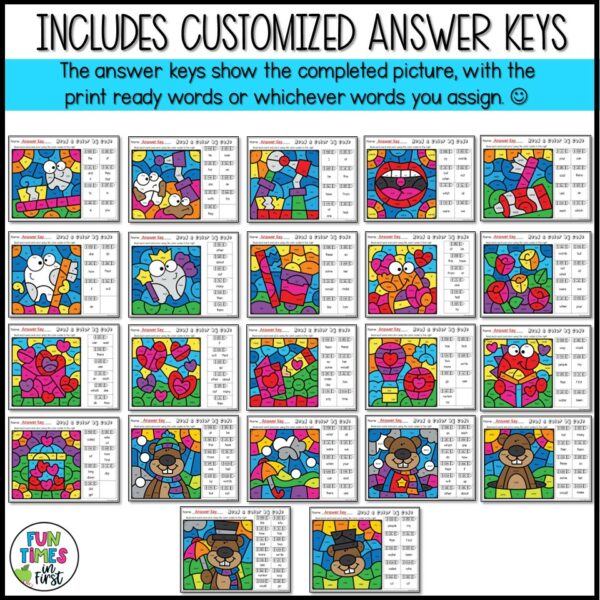 February Color by Sight Word Bundle - Editable Sight Word Coloring ...