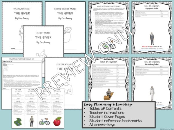 The Giver Novel Study Unit | Comprehension and Vocabulary with ...