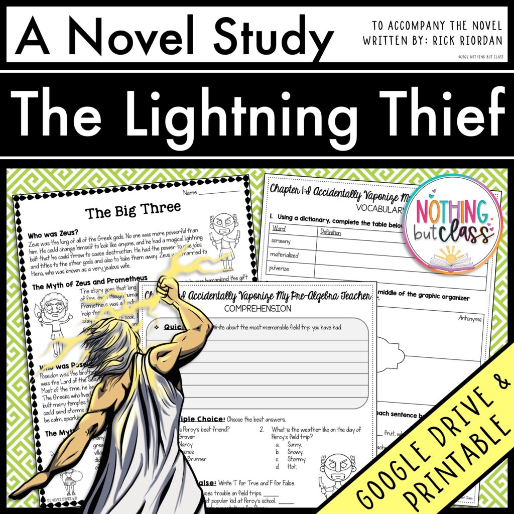 The Lightning Thief Novel Study Unit | Comprehension and Vocabulary ...