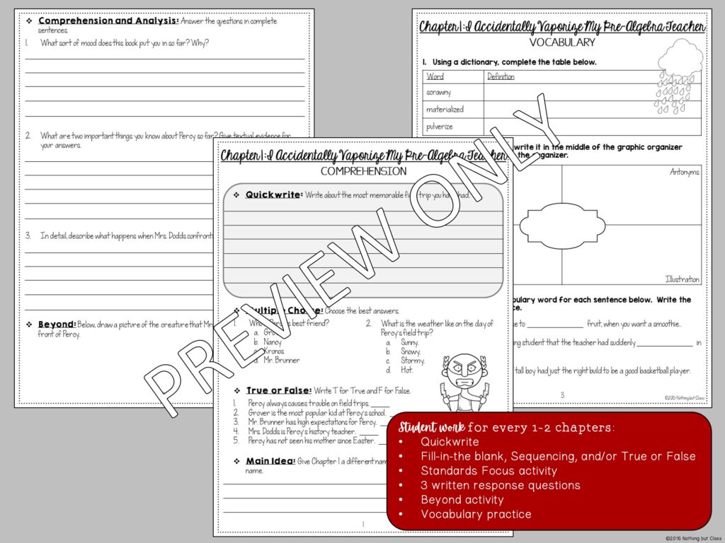 The Lightning Thief Novel Study Unit | Comprehension and Vocabulary ...