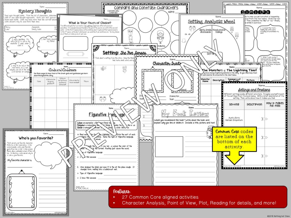 The Lightning Thief Novel Study Unit | Comprehension and Vocabulary ...