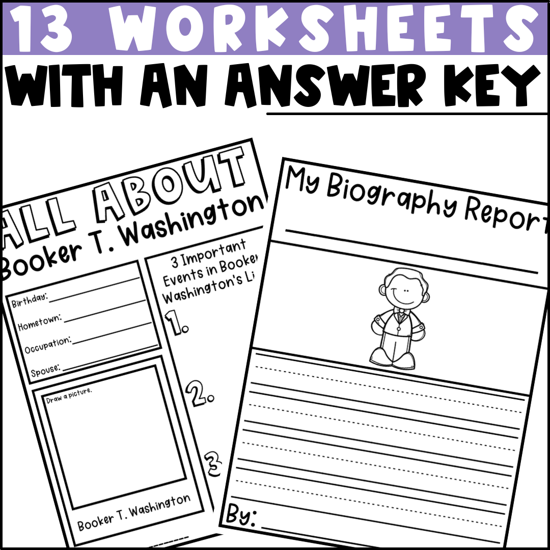 Booker T. Washington Biography Activities & Flip Book - Black History ...