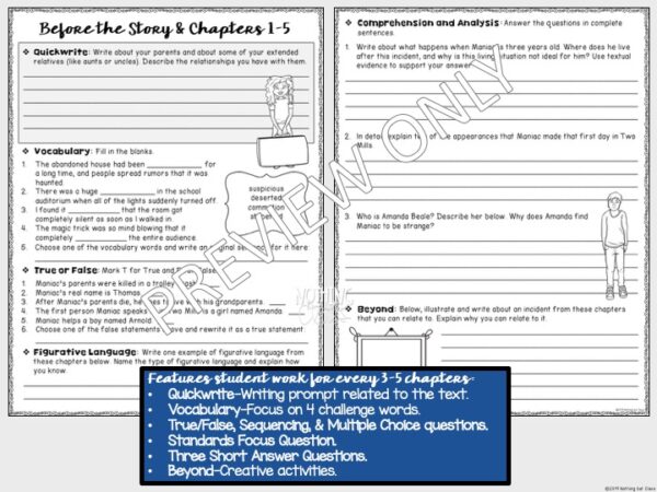 Maniac Magee Novel Study Unit | Comprehension and Vocabulary with ...