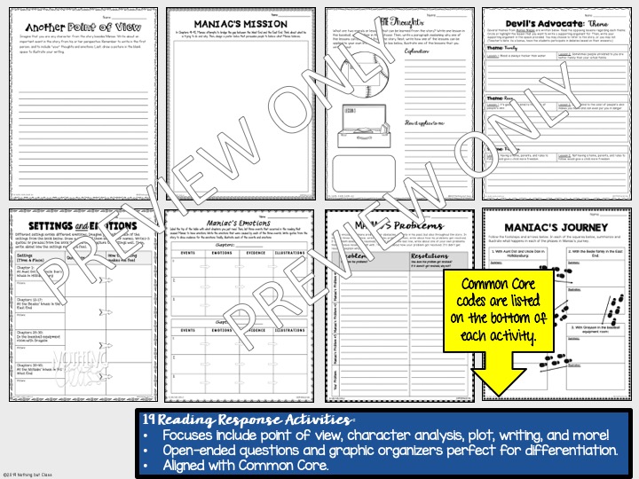 Maniac Magee Novel Study Unit | Comprehension and Vocabulary with ...
