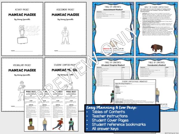 Maniac Magee Novel Study Unit | Comprehension and Vocabulary with ...
