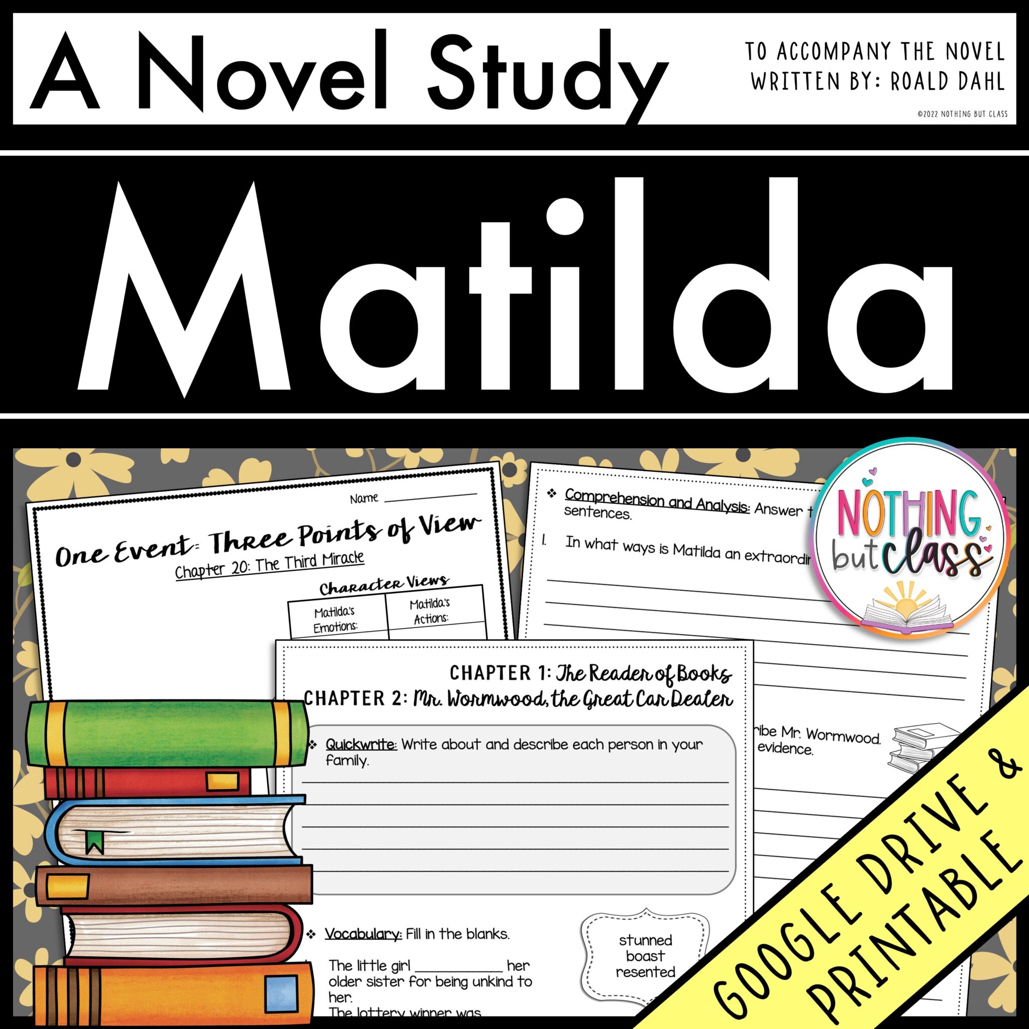 Matilda Novel Study Unit | Comprehension and Vocabulary with Activities ...