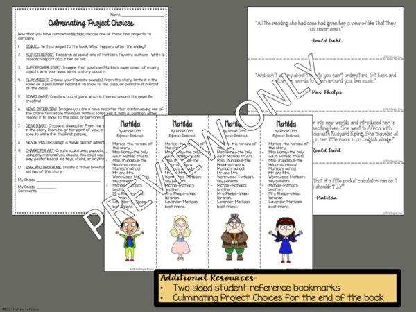 Matilda Novel Study Unit | Comprehension and Vocabulary with Activities ...
