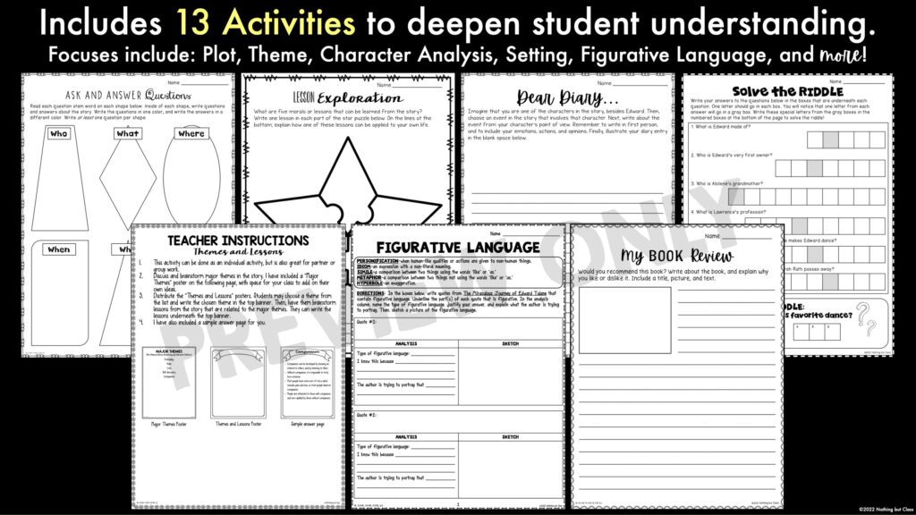 The Miraculous Journey of Edward Tulane Novel Study | Printable and ...