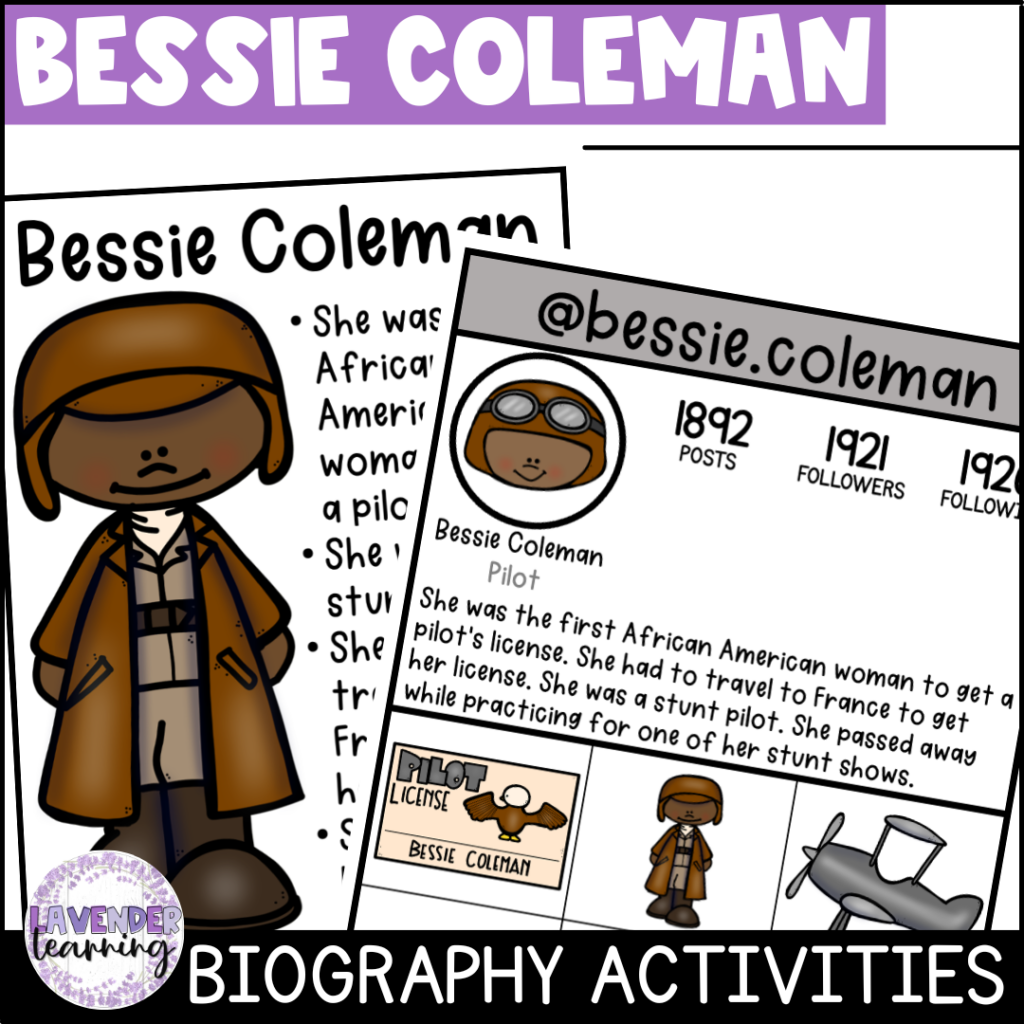 Bessie Coleman Biography Activities - Black History Month - Womens ...