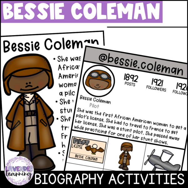 Bessie Coleman Biography Activities - Black History Month - Womens ...