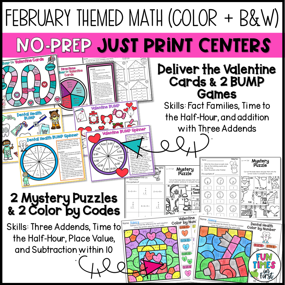 February Center Activities - Low Prep Math and Literacy, | Made By Teachers
