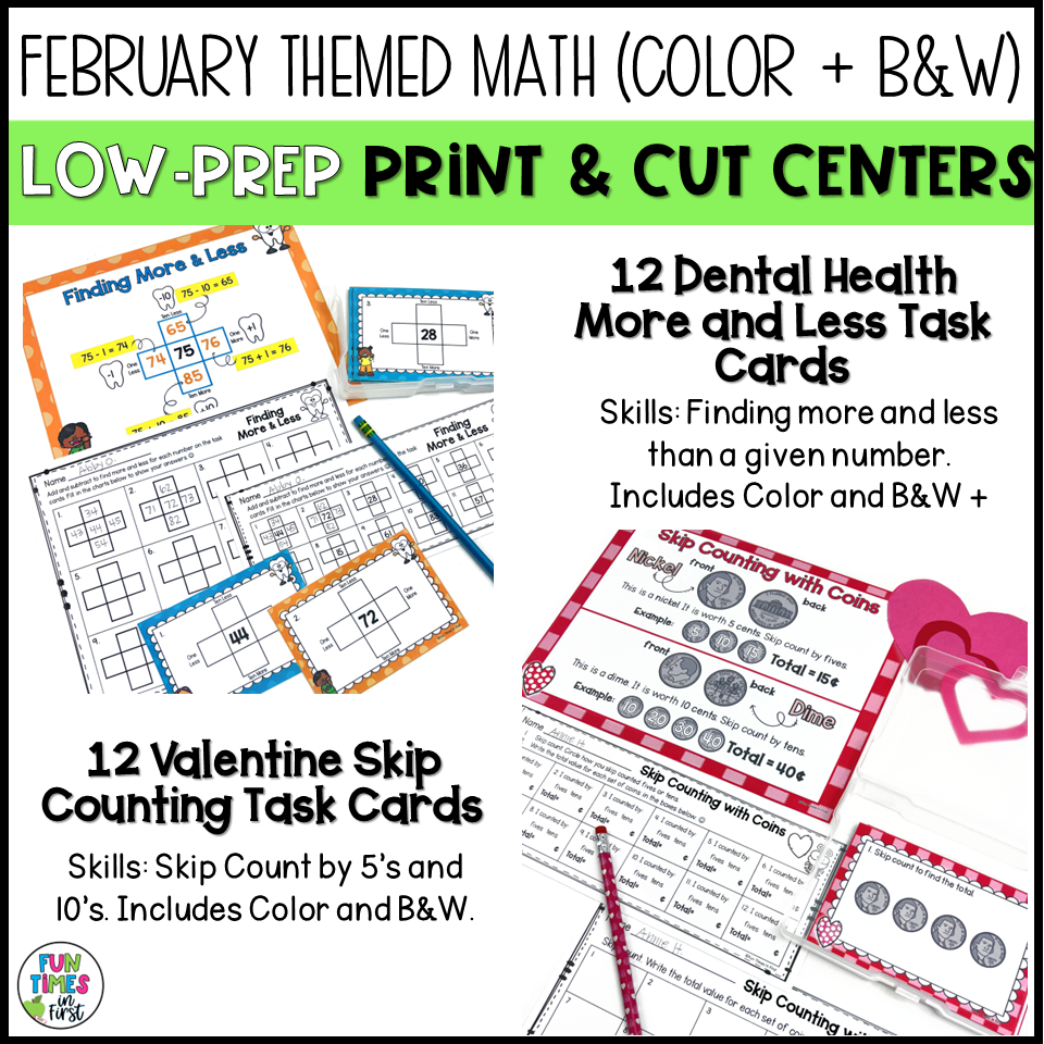 February Center Activities - Low Prep Math and Literacy, | Made By Teachers