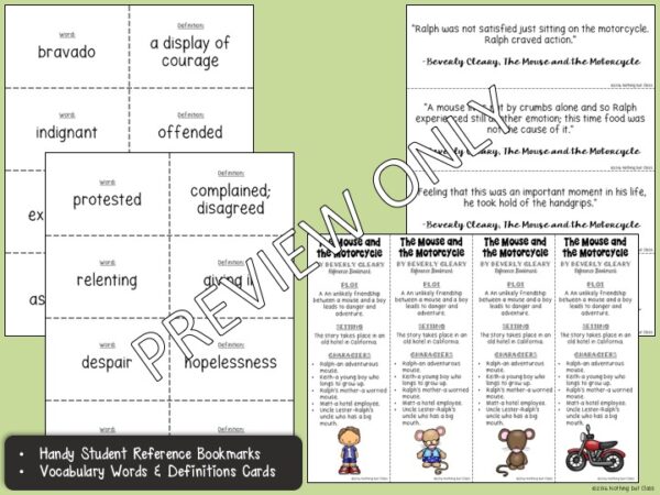 The Mouse and the Motorcycle Novel Study Unit | Comprehension with ...