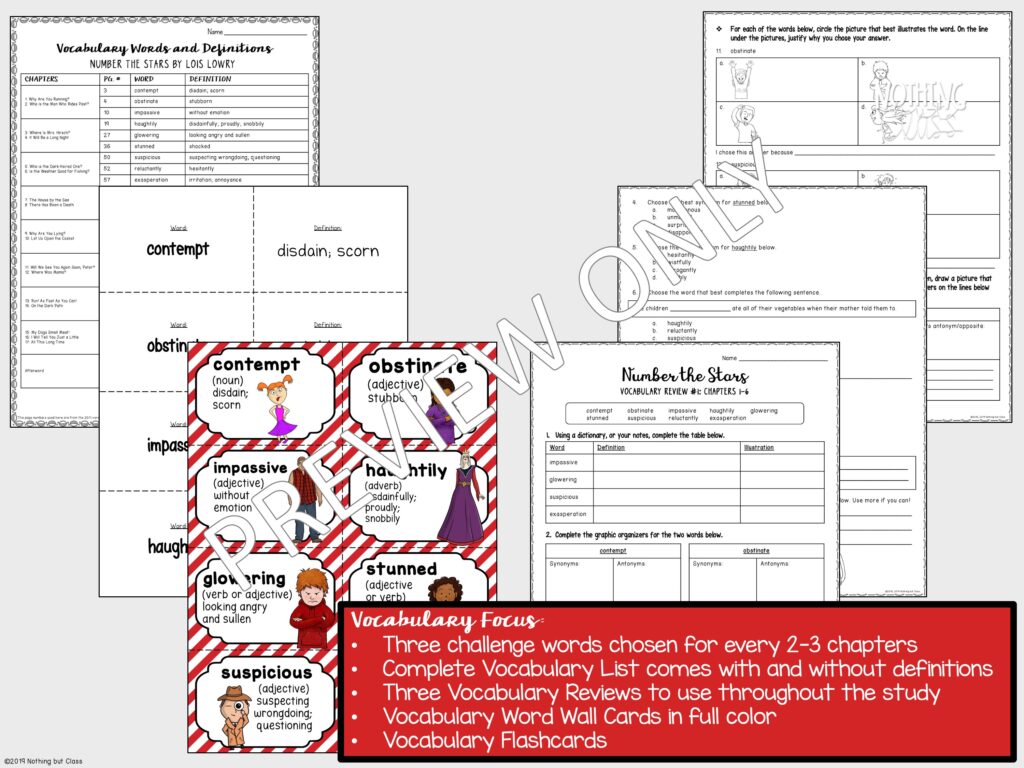 Number the Stars Novel Study Unit | Comprehension and Vocabulary with ...