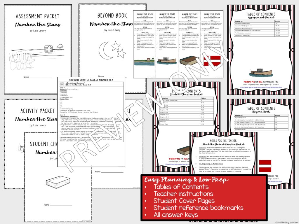 Number the Stars Novel Study Unit | Comprehension and Vocabulary with ...