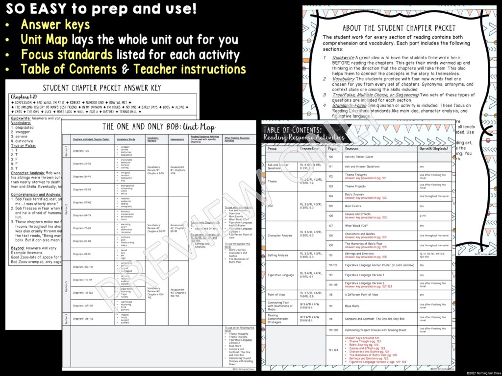 The One and Only Bob Novel Study | Comprehension and Vocabulary with ...