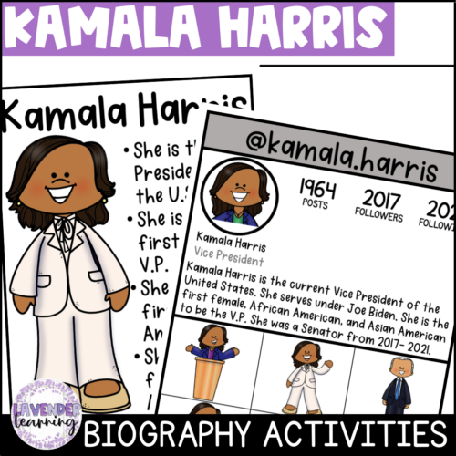 Joe Biden, Kamala Harris, and Jill Biden Biography Activities & Flip ...