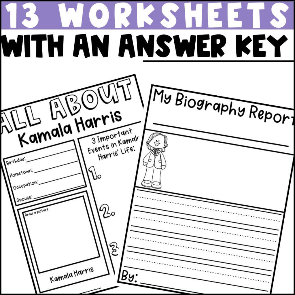 Kamala Harris Biography Activities, Flip Book, & Report - Women's ...