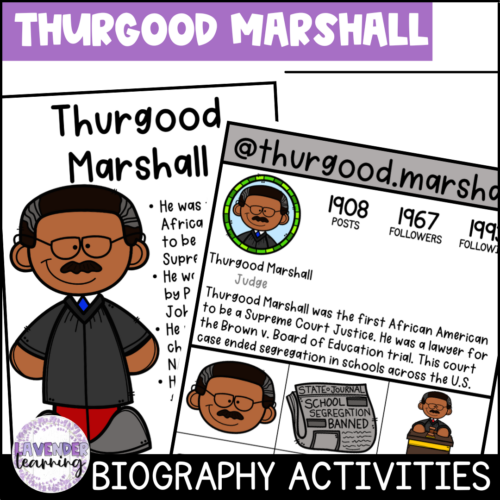 Black History Biography Activities Bundle #4 Rosa Parks, Marshall ...