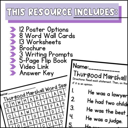 Thurgood Marshall Biography Activities, Flip Book & Report - Black ...