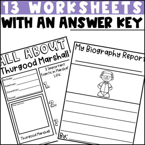Thurgood Marshall Biography Activities, Flip Book & Report - Black ...